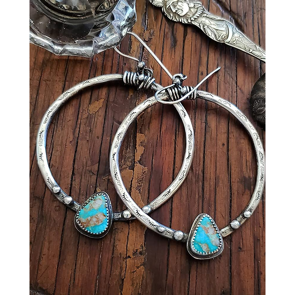 Western National Style Vintage Turquoise Circle Earrings