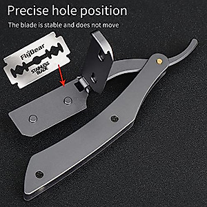 Professional Straight Edge Razor with 20 Stainless steel Blades Barber Straight Razor Close Shaving Men's Manual Shaver Aluminum handle Straight Razor Blades portable Straight Razor Kit(TKL-B)