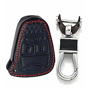 RPKEY Leather Keyless Entry Remote Control Key Fob Cover Case Protector Replacement Fit for Aspen PT Cruiser Sebring Avenger Charger Durango Magnum Jeep Commander Grand Cherokee Liberty M3N5WY72XX