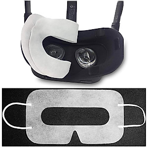 Geekria 100Pcs VR Mask Disposable Face Cover, Disposable Protector for Oculus Quest VR, Prevent Eyes (White)