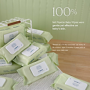 Pipette Baby Wipes - 100% Natural Plant-Derived Fibers, Unscented, Water-Based & Alcohol-Free for Sensitive Skin, Clean, Safe, Gentle, Newborn Essentials Must Haves, 50 Count (Pack of 1)