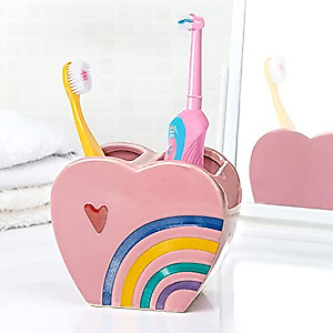 Allure Home Creation Rainbow Hearts 4-Piece Ceramic Bathoom Accessory Set