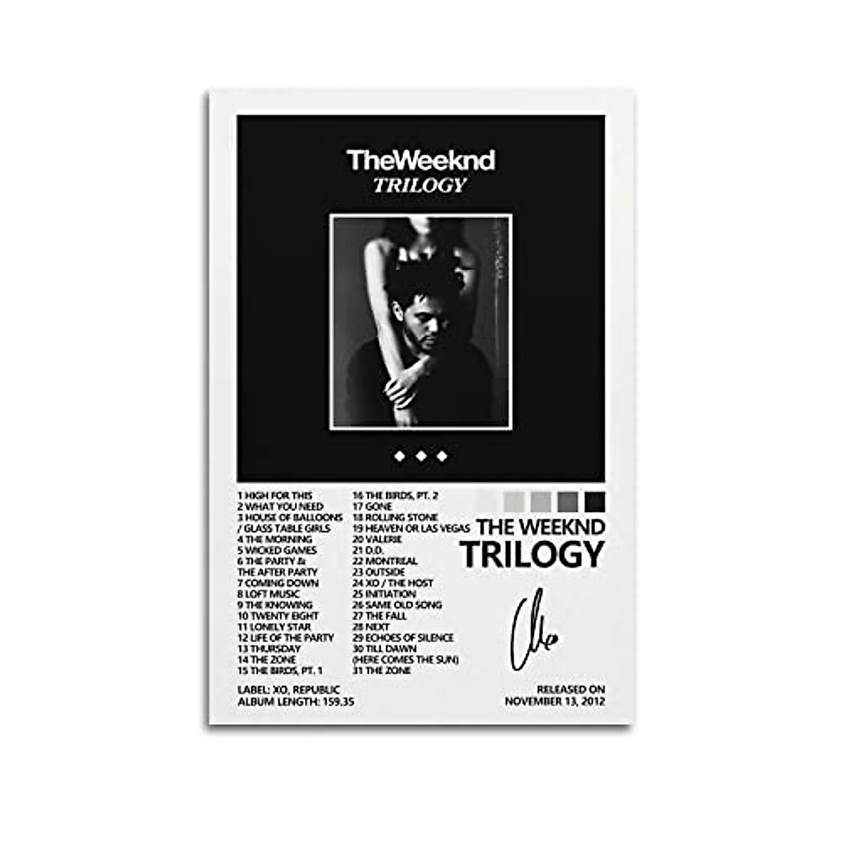 The Weeknd Poster Trilogy Album Cover Poster for Boys Room Canvas Wall Art Bedroom Decor 16x24inch(40x60cm)