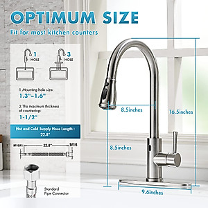 GUUKAR Kitchen Sink Faucet with Pull Down Spray, Touchless Kitchen Faucet Brushed Stainless Steel