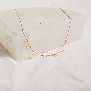 CAITLYNMINIMALIST 18K Gold Custom Name Necklace Personalized 925 Sterling Silver Dainty Gift for Women (05 Spaced Letters)