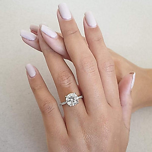 Aihpos 1-1/4 Carat(ctw) Engagement Rings for Women with Round Moissanite Wedding Rings Platinum Plated Silver 10K 14K 18K Gold with Text Engraving(925 Sterling Silver)