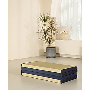 MustMat Thick Tatami Mat Twin XL Floor Mattress Japanese Tatami Bed with Storage Bag 39 x 80 x 2 in (Blue)