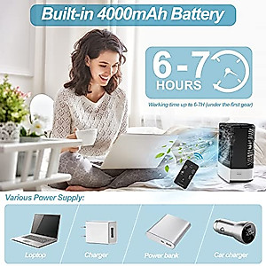 Portable Air Conditioners AC - 4000mAh USB Battery Air Conditioner Portable with Remote Control, Rechargeable Anti-Leak Personal Air Conditioner for Camping, Home, Indoor, Outdoors