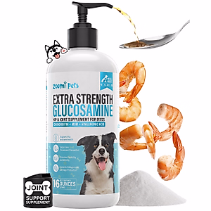 Zoomi Pets Liquid Glucosamine for Dogs (16oz) - Hip and Joint Supplement with Hyaluronic Acid, MSM, Manganese & Glucosamine Chondroitin for Dogs - Dog Joint Supplement Large Breed, Medium & Small Dogs