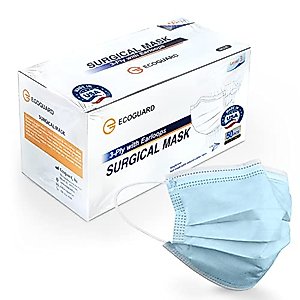 EG ECOGUARD Masks Made in USA, ASTM Level 3 Disposable Medical Grade Procedure Face Mask for Protection, 3-Ply EcoGuard B with Earloop, 50 Pack (Model No.: ECO01)
