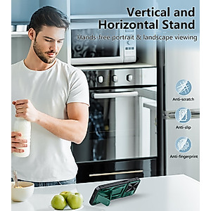 FNTCASE for iPhone 15 Pro Case: Military Grade Drop & Shock Protection Cell Phone Cover with Kickstand & Slide | Rugged Protective Bumper Textured | Heavy Duty Protector(Green)