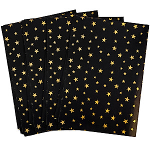 MR FIVE 100 Sheets Black with Gold Star Tissue Paper Bulk,20" x 14",Black Gold Star Tissue Paper for Gift Bags,Star Tissue Paper for Gift Wrapping,Birthday,Weddings,Holiday