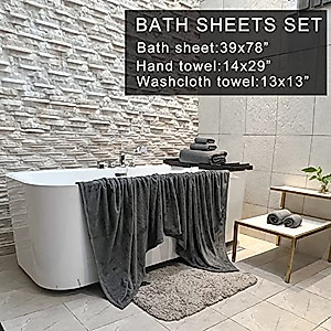 YTYC Towels,39x79 Inch Oversized Bath Sheets Towels for Adults Plush Luxury Extra Large Bath Towels Sets Super Soft Quickly Dry Microfiber Shower Towels 80% Polyester(Charcoal Grey,6)