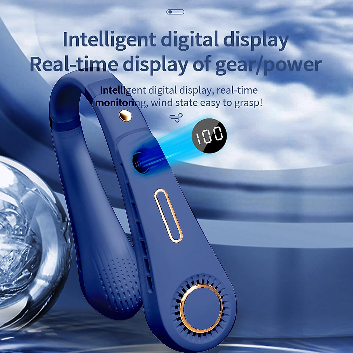 Clothforall Neck Fan, 4000mAh Battery Power, Portable Neck Fan USB Charging, Neck Fan Air Conditioner 5 Gear Adjustable, Fast Cooling, Super Quiet