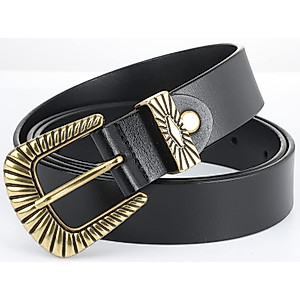 ALAIX Belts for women Women's Belts Silver Gold Buckle leather belts Black Western belts Jeans Pants belts for women