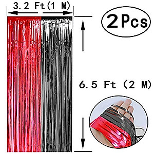 Casino Party Tinsel Foil Fringe Curtains - Viva Las Vegas Game Night Birthday Photo Backdrops Wedding Party Decor Photo Booth Props Backdrops Decorations