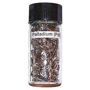 Palladium Metal Leaf Element Sample in Glass Vial - Great for Collections, Displays, Education and Gifts