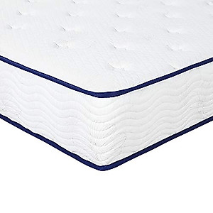 PrimaSleep 10 inch Hybrid Tight Top Spring Mattress,White/Blue Piping/Dura I Gel Foam (King)