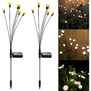 Solar Lights Outdoor Waterproof, 2 Pcs Solar Garden Lights Firefly Lights Solar Outdoor Solar Pathway Lights - Outdoor Solar Lights for Yard Christmas Garden Lights Solar Powered Waterproof