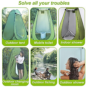 Pop Up Privacy Shower Tent, Portable Outdoor Camping Bathroom Toilet Tent, Extra Tall Privacy Shelters Room, Spacious Changing Room for Hiking Beach, Lightweight & Sturdy, Foldable, Green