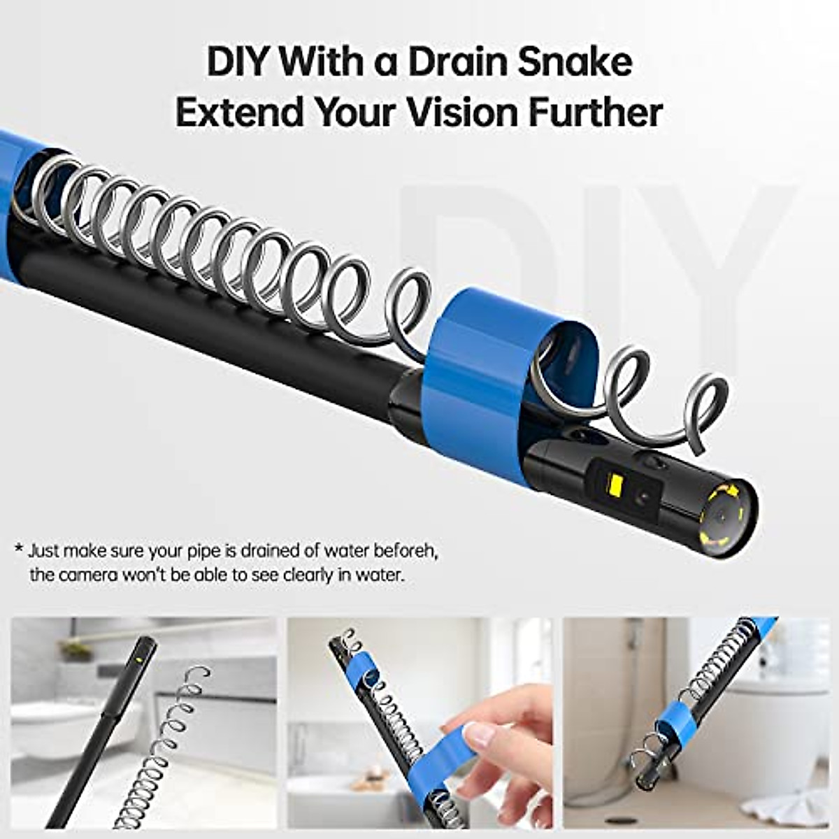 50FT Endoscope Borescope, Teslong Dual Lens Sewer Inspection Camera with 4.5'' Screen, Waterproof Snake Cable, LED Lights, 1080P Fiber Optic Scope Camera for Home Wall Duct Drain Pipe Plumbing