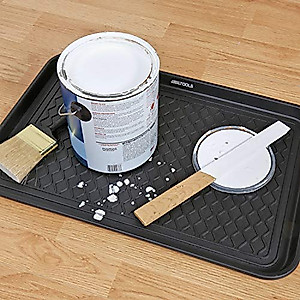 GREAT WORKING TOOLS Boot Trays for Entryway, Set of 2 Heavy Duty Shoe Trays All Season Muddy Mats Wet Shoe Tray Snow Boot Tray - Black, 23.75" x 15.5" x 1.25"