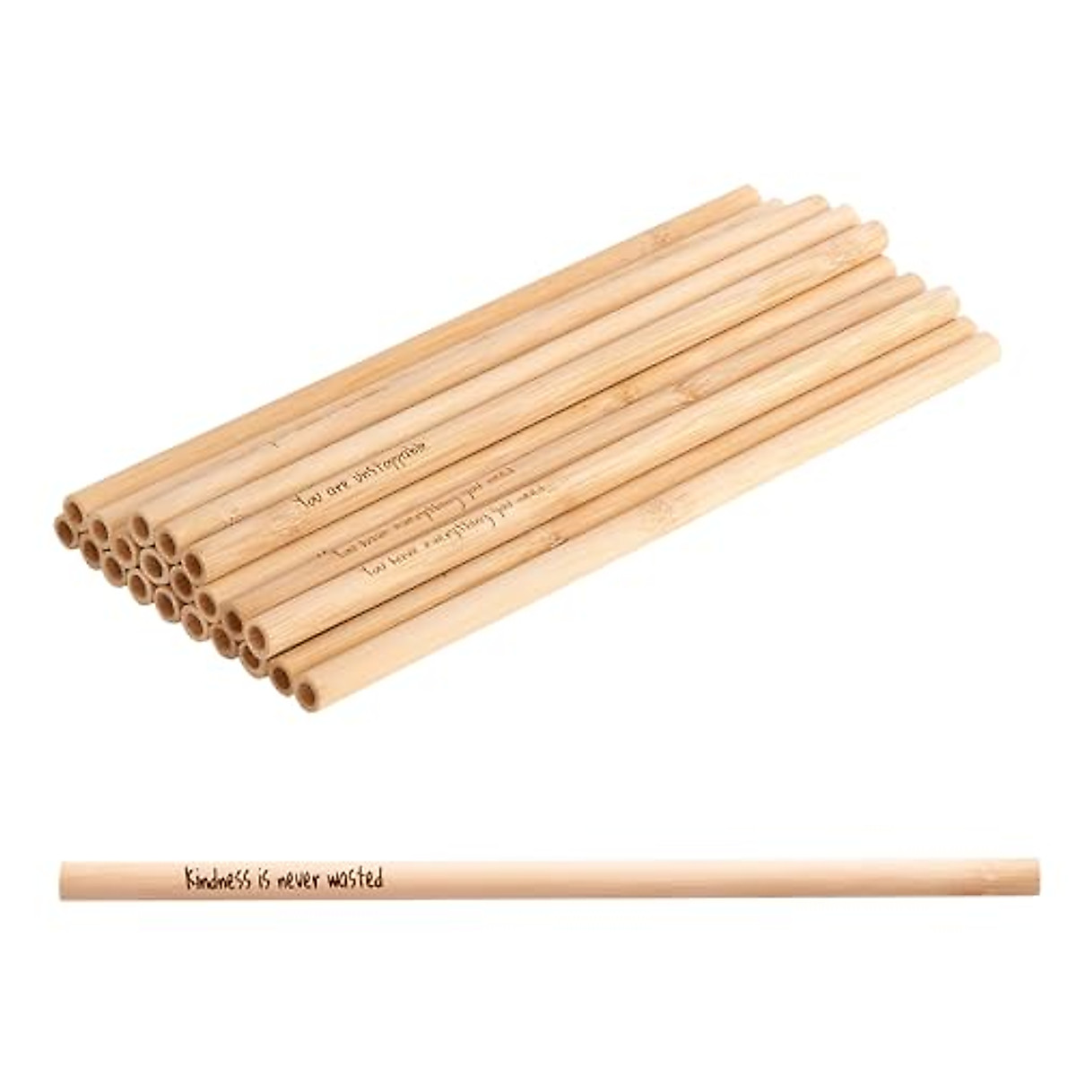 Uplifted Sip Reusable Bamboo Straws – Rustic, Compostable Alternative to Plastic Straws, Paper Straws and Silly Straws (50-Pack)