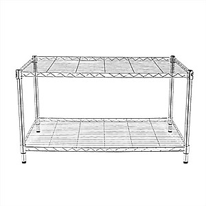 Apollo Hardware Chrome 2-Shelf Wire Shelving, Metal Wire Media Cart 18"x36"x22" (Chrome)
