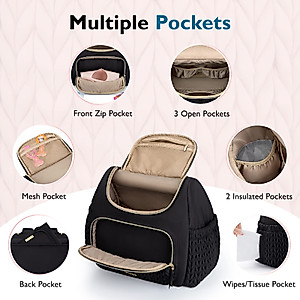 mommore Diaper Bag Small Diaper Backpack Stylish Baby Backpacks Travel Mini Maternity Bags with Insulated Pockets, Changing Pad, Stroller Straps
