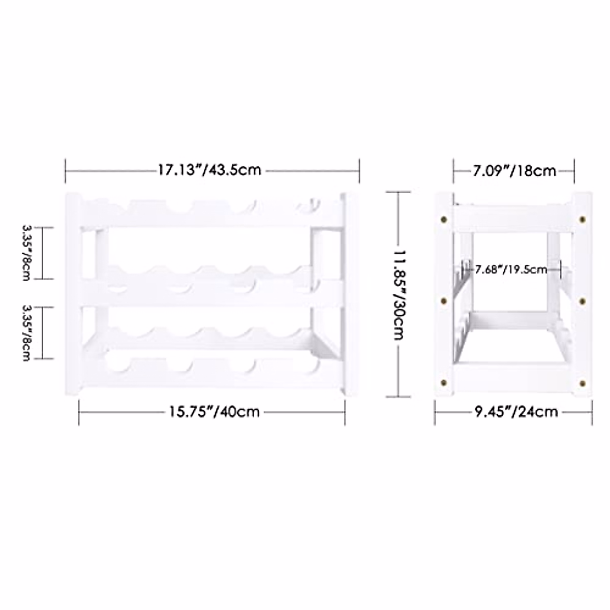 SMIBUY Bamboo Wine Rack, 12 Bottles Display Holder, 3-Tier Free Standing Storage Shelves for Kitchen, Pantry, Cellar, Bar (White)
