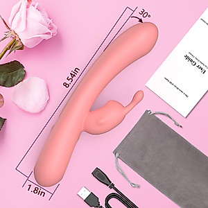 Sex Toys, Rabbit Vibrator with 8 Vibration Modes, Soft Silicone, G-Spot Stimulator, Bunny Vibrators for Clitoral, Vagina, or Nipple, Waterproof, Flexible, Vibrating Adult Toys for Women, Pink