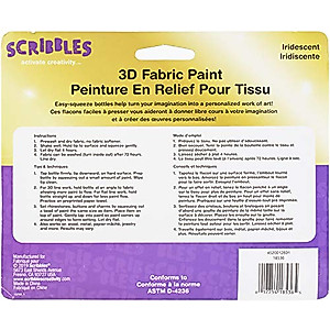 SCRIBBLES 18536 Dimensional Fabric Paint, Iridescent, 6-Pack, 1 oz