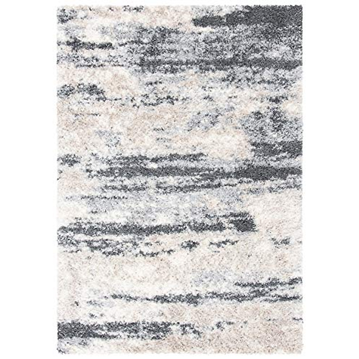 SAFAVIEH Fontana Shag Collection Area Rug - 8' x 10', Grey & Ivory, Modern Design, Non-Shedding & Easy Care, 2-inch Thick Ideal for High Traffic Areas in Living Room, Bedroom (FNT853G)