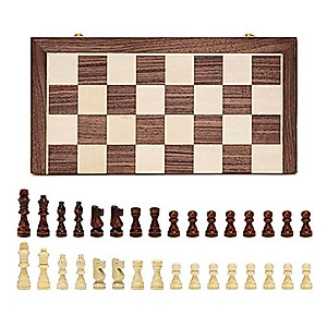 RUVOO Chess Game Chess Set Chess Board 11" Wooden Folding Chess Boards, Handcrafted Portable Travel Chess Game for Beginner Tournament Chess Board Set Board Game