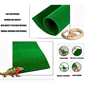 Hamiledyi Reptile Carpet Mat Green Terrarium Liner Bedding Reptile Substrate Gallon Supplies for Bearded Dragon Lizard Tortoise Leopard Gecko Snake 39’’ x 20’’