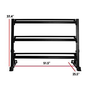 CAP Barbell Rubber Coated Dumbbell Set with Storage Rack (5-50 Lb Set with Three Tier Rack, Hex)