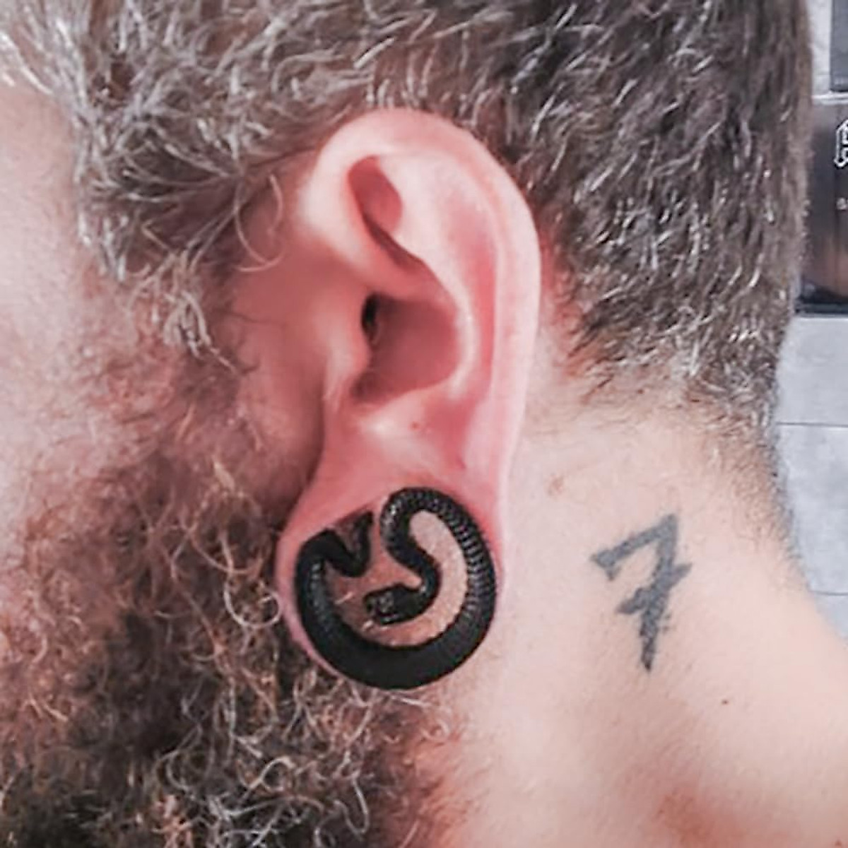 LADEMAYH 2Pcs 1/2 inch Gauges for Ears, Black 12mm Gauges for Ears, Cobra Design Snake 1/2 Plugs Tunnels Guages for Women, Surgical Steel Saddle Gauge Earrings