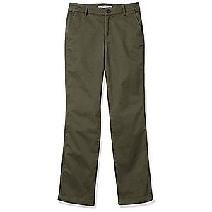 Amazon Essentials Women's Stretch Twill Chino Pant (Available in Classic and Curvy Fits), Dark Olive, 10
