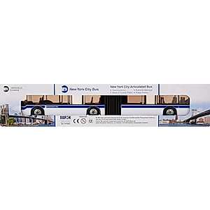 Daron RT8563 New York City MTA Metro Articulated Electric Bus 1:43 Scale- 16 Inches long White/Blue/Black