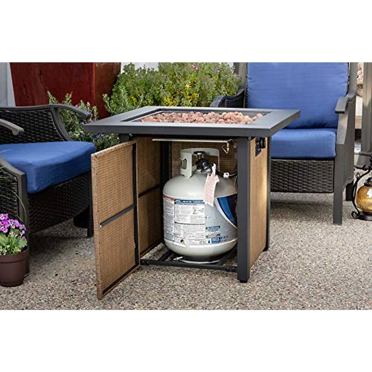 Bond Manufacturing 51846 28in Woodleaf Fire Pit, Black/Tan