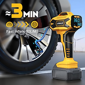 Tire Inflator Air Compressor Compatible with Dewalt 20V Max Battery, 160 PSI Cordless Portable Electric Air Pump 2024 Bigger LCD Digital Pressure Gauge for Car, Bike, Sport Ball (Battery Not Included)