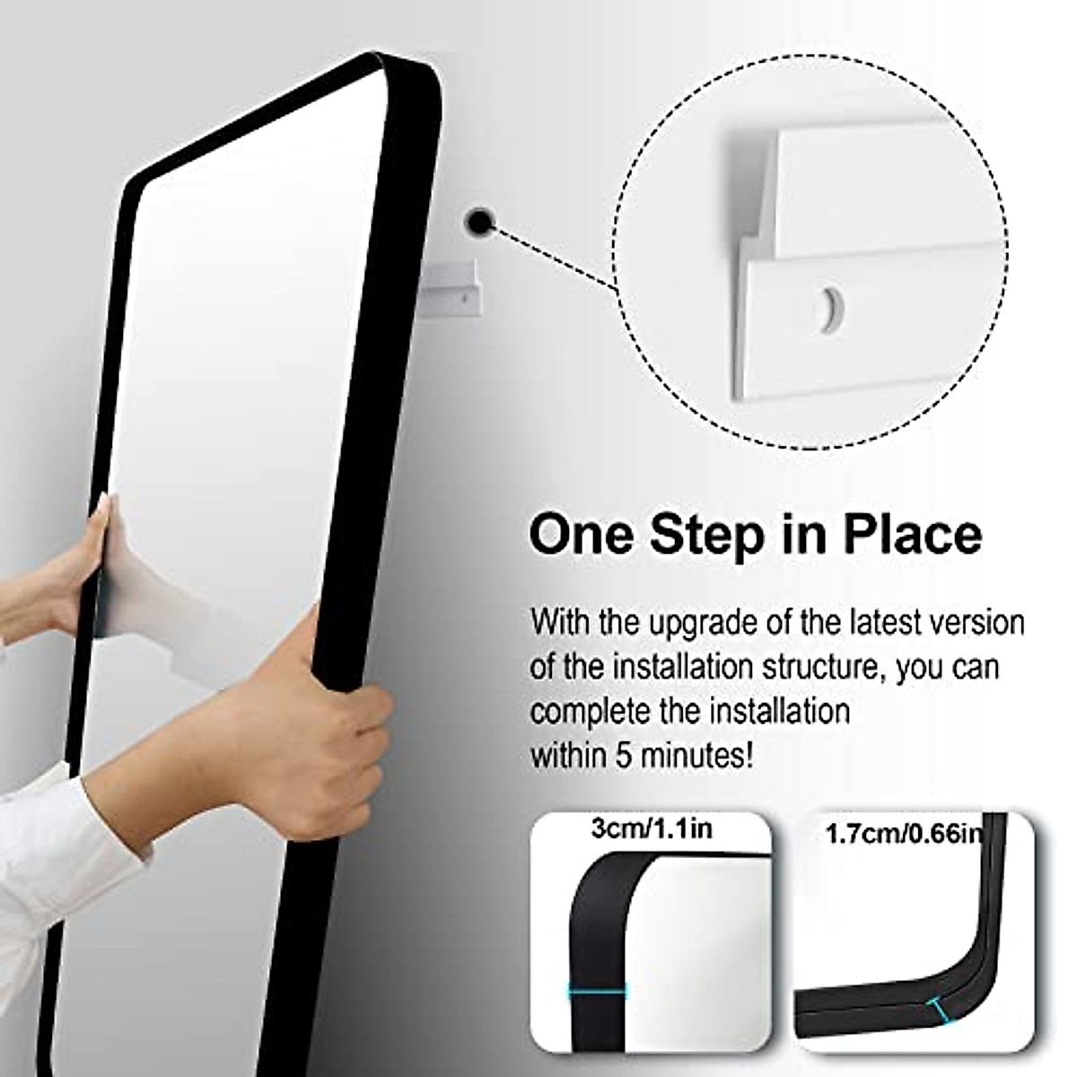 Floresita Black Bathroom Mirror for Wall 24 x 36 Inch Aluminum Alloy Metal Framed Mirror Non-Rusting Black Vanity Mirror Wall Mounted for Modern Farmhouse