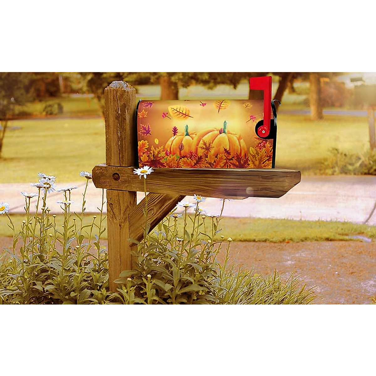 Fall Mailbox Covers Magnetic Pumpkin Leaf Thanksgivin Letter Post Box Cover Wrap Decoration Welcome Home Garden Outdoor Yard Outside Farmhouse Home Decor 21" Lx 18" W