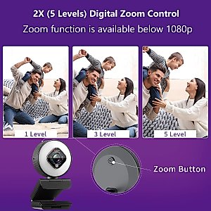 Angetube Streaming Webcam 1080P with Ring Light - HD Web Camera with Digital Zoom Autofocus for Computer PC Laptop Mac 962 USB Web Cam for Gaming Xbox Google Meet