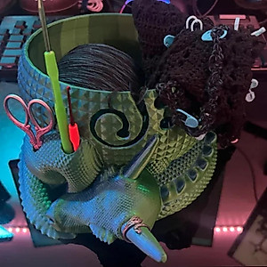 Fantasy Dragon Egg Knitting Yarn Bowl, Crochet Yarn Bowl for Knitting, Yarn Knitting Accessories Storage Box DIY Knitting Crochet Twisted Yarn (Blue)