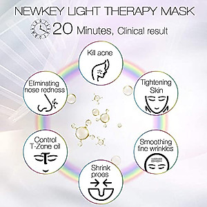 NEWKEY Led Face Mask Light Therapy, 7 Led Light Therapy Facial Skin Care Mask - Blue & Red Light for Acne Photon Mask - Korea PDT Technology for Acne Reduction