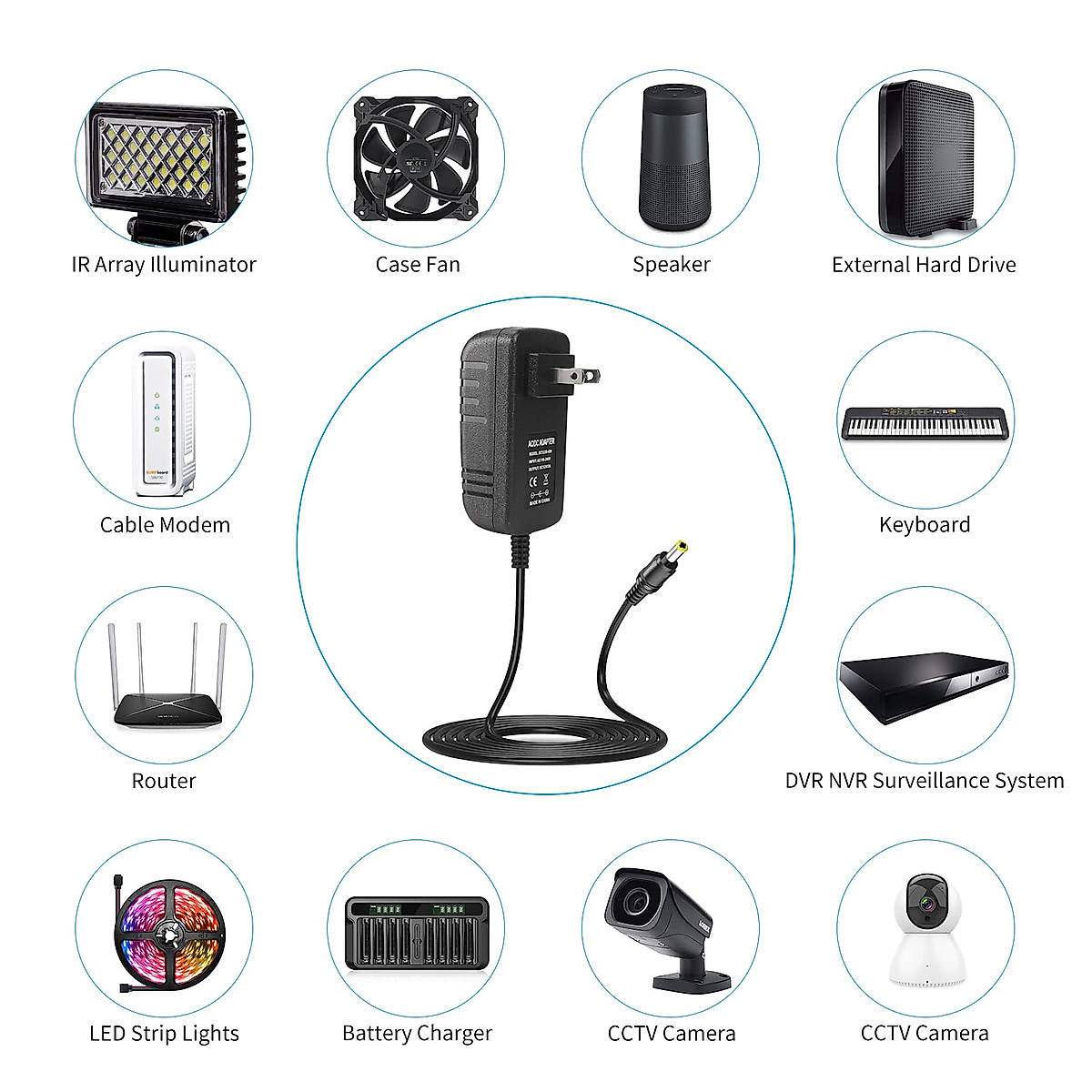 12V 3A Power Supply Adapter, Yetaida Wall Mounted AC 110-240V to DC 12V Transformers, Switching Power Supply for 12V LED Strip Lights,12 Volt 3 Amp Power Adaptor with 5.5 x 2.5mm US Plug
