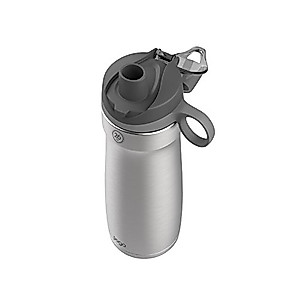 Pogo Vacuum Insulated Stainless Steel Water Bottle with Leak Proof Chug Lid and Silicone Carry Loop, Grey, 26 oz