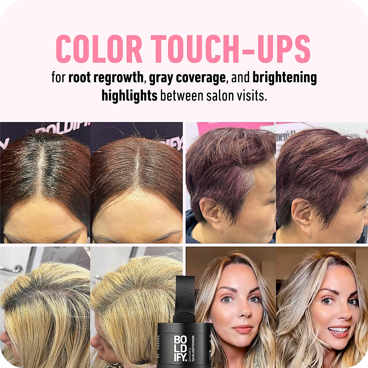 Hair Fiber (Dark Brown) + Hairline Powder (Dark Brown): Boldify Build & Conceal Bundle - Undetectable Hair Thickener for Fine Hair, Instant Stain-Proof Root Touchup Powder, For Men & Women