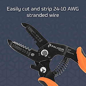 Paladin Tools PA1117 Wire Stripper Tool and Wire Cutter 10-24 AWG | Professional Grade Heavy Duty Wire Stripping Tool (2023 Model)